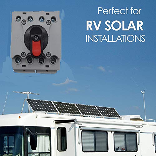 Solar DC Isolator Switch 1000V/32A PV DC Battery Disconnect Switch for RVs, Residential, Commercial Solar Installations, Inverter Box, On/Off-Grid Solar Power Grid Systems