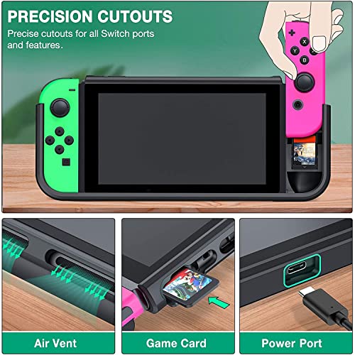WU-MINGLU Switch Case, Protective Case for Nintendo Switch with 7 Game Cards Slots, Dockable Switch Cover with Ergonomic Design and Adjust Kickstand White