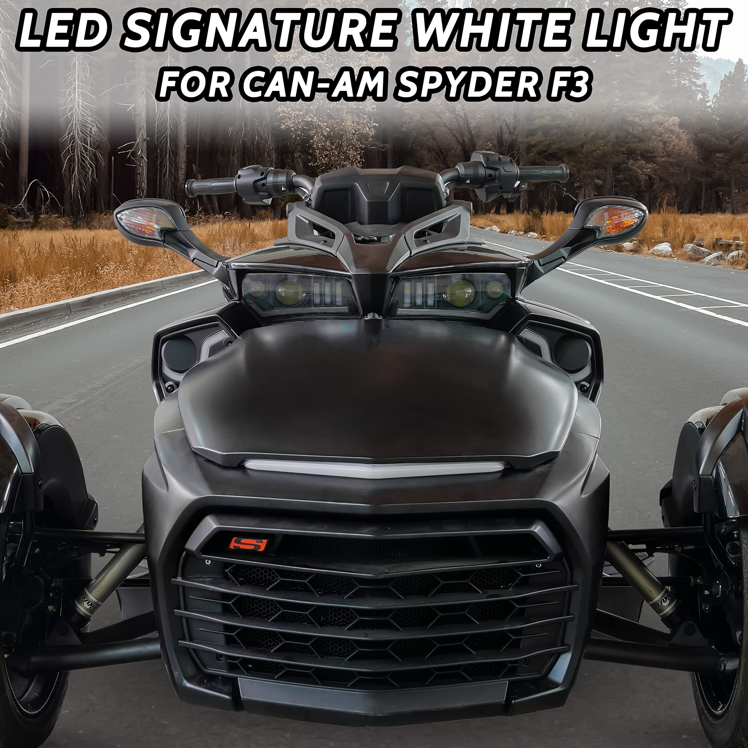 SAUTVS LED Signature White Light Kit for Spyder F3, LED Daytime Running Light DRL for Can-Am Spyder F3 All Models (1PCS, Replace #219400599)