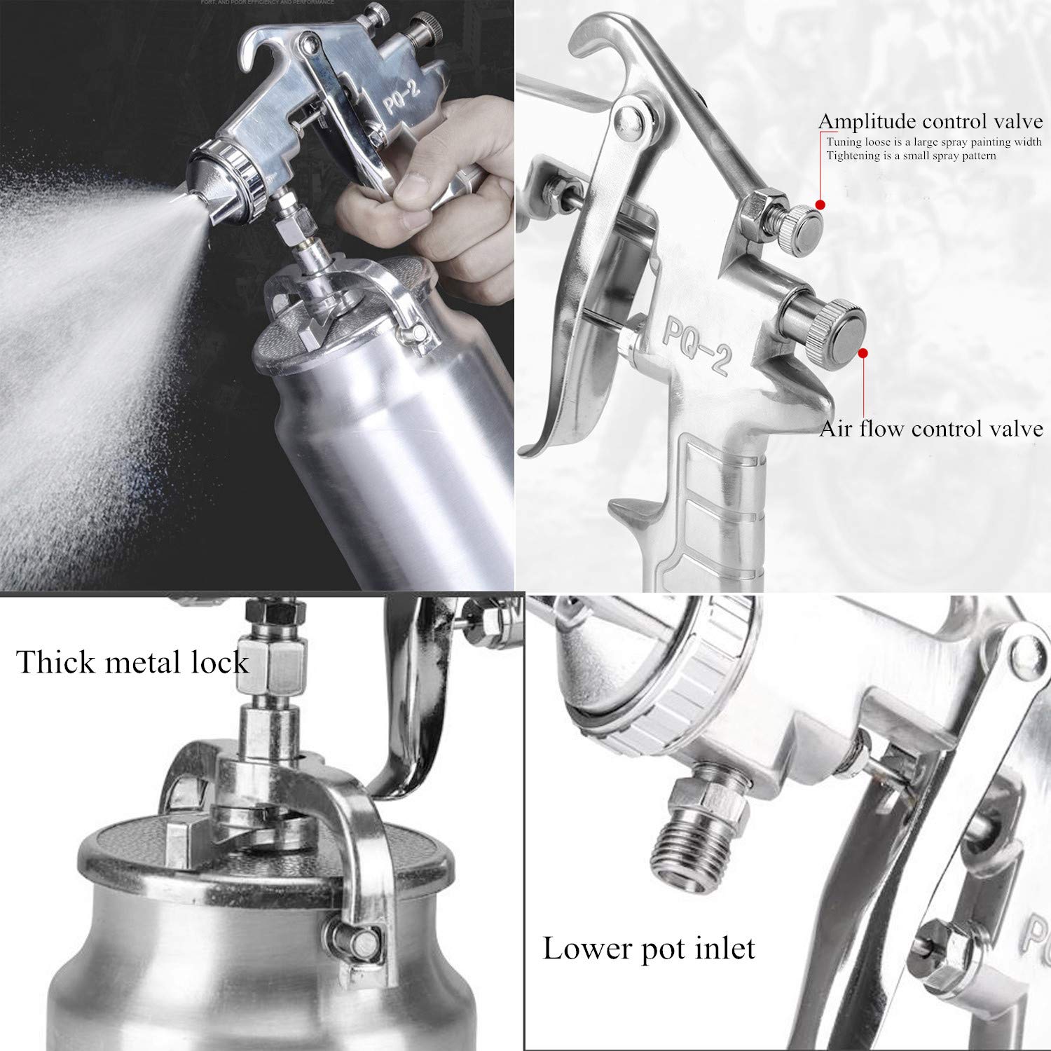 Professional Siphon Feed Spray Gun - 1.8mm Nozzle for Spraying Oil-Based or Latex Paints, with Cleaning Kits and Cup