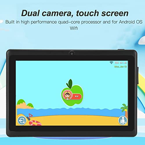 Yoidesu 7 Inch Kids Tablet, for Android 7.0 HD Display LCD Tablet 1GB RAM 8GB ROM Storage, 2.4G 5G Dual Band, Front 30W Rear 200W, Bluetooth Learning Tablet(Black)