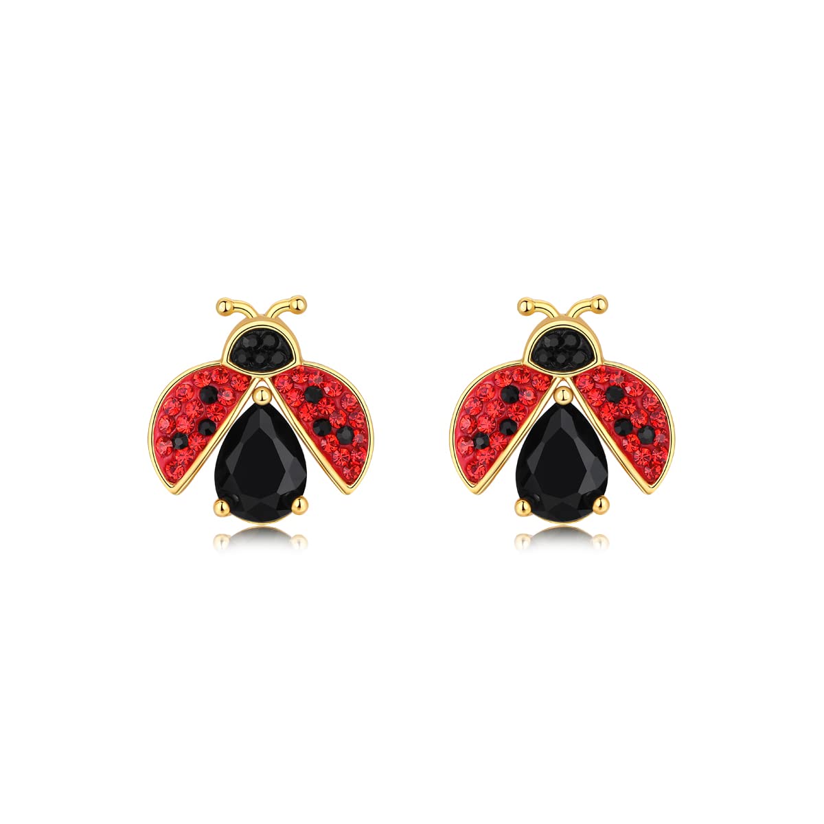 Superchic Cute Ladybug Gold Plated Crystals Cubic Zirconia Stud Earrings for Women Girl Gift