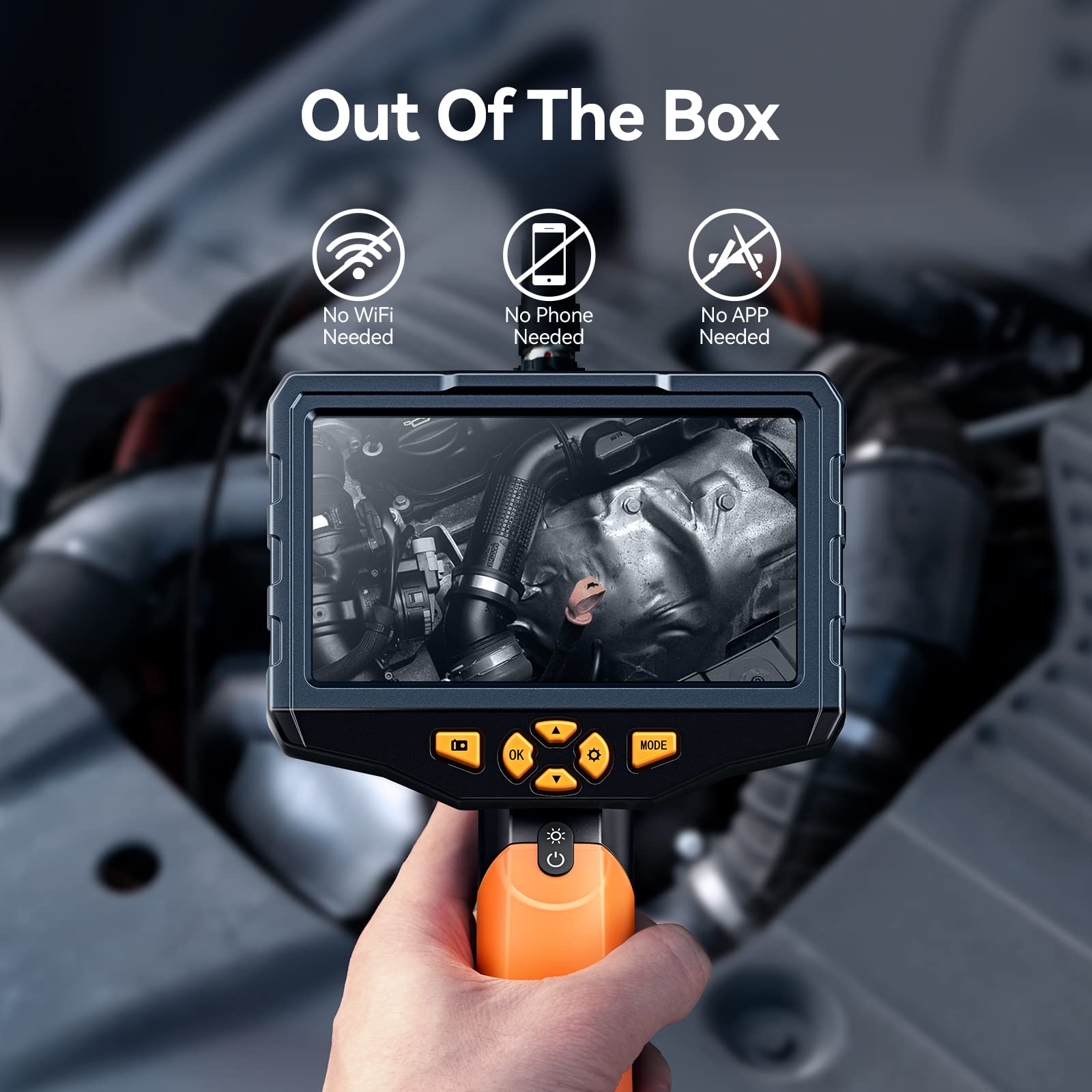 Triple Lens Endoscope Camera, Teslong Industrial Borescope Inspection Camera with Light, 16.5ft Flexible Automotive Scope Camera Snake Probe, Home Waterproof Fiber Optic Bore Cam for Sewer(5" IPS LCD)