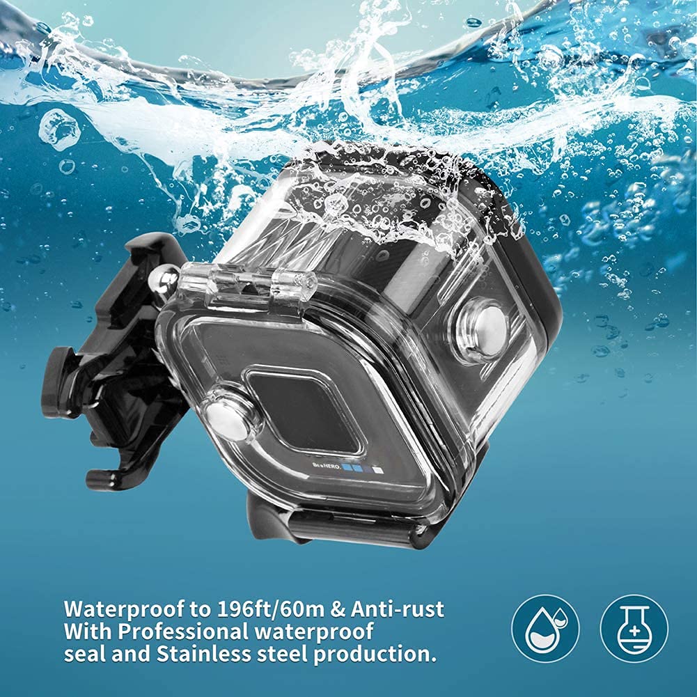 Nechkitter 60m Dive Protective Housing Case for GoPro Hero 5 Session Hero 4 Session Hero Session, High Transmission Waterproof Housing Case