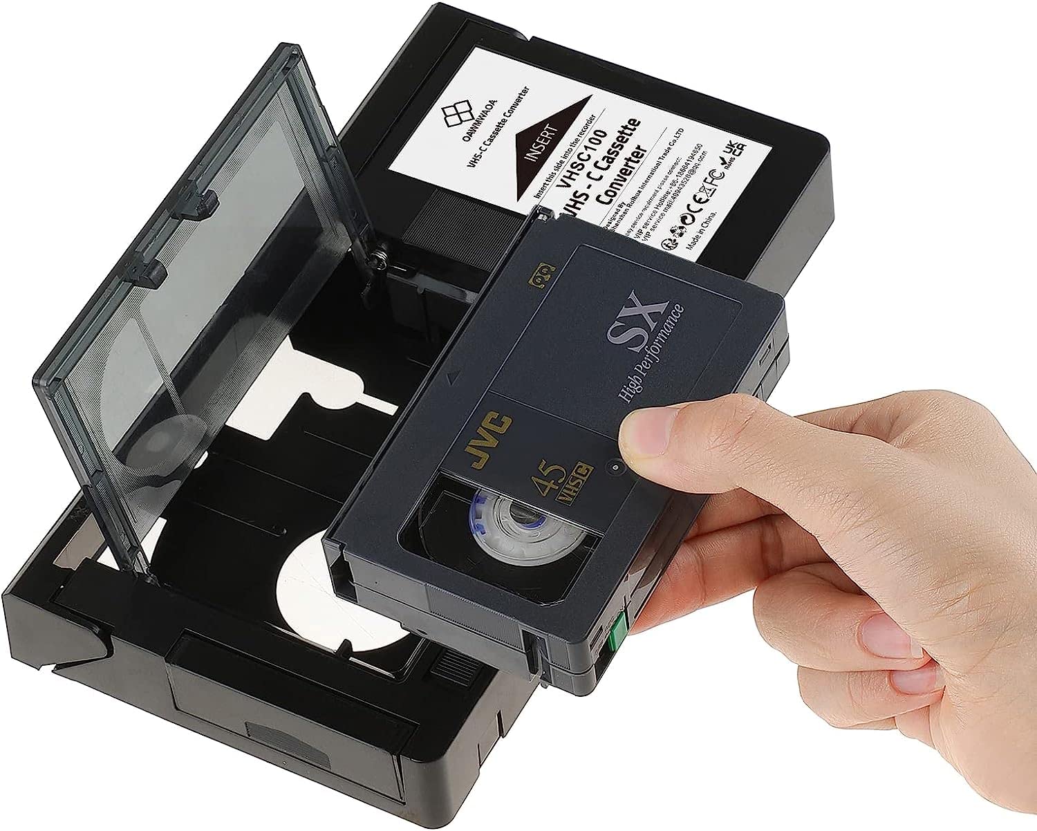 OAWMWAOA VHS-C Cassette Adapter Compatible with VHS-C SVHS Camcorders JVC RCA Panasonic Motorized VHS Cassette Converter Not Compatible with 8mm / MiniDV / Hi8