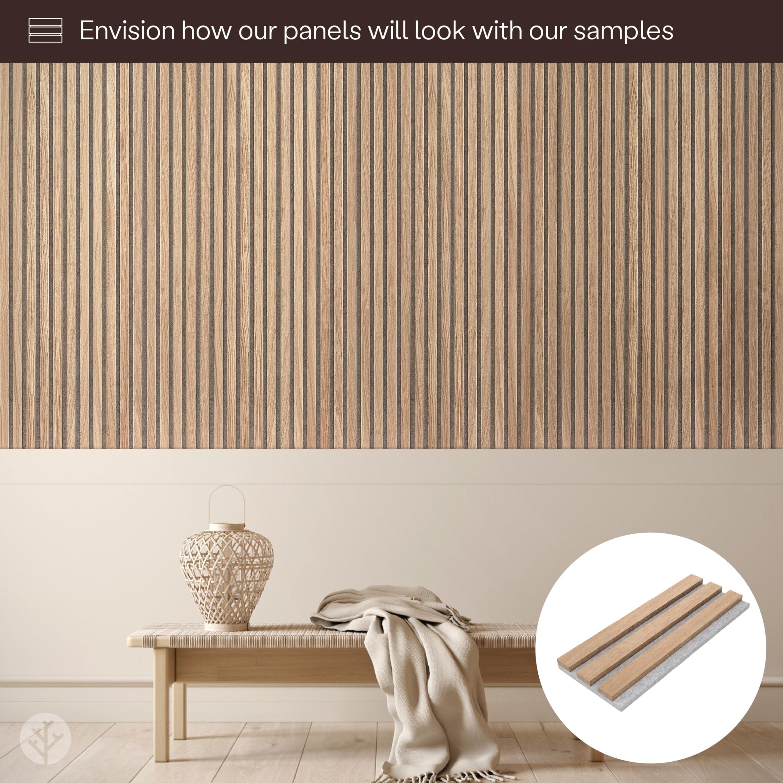WVH Slatpanel Acoustic Wood Wall Panels - Soundproof Slatted Wood Panels for Wall and Ceiling (β6 x 4" x 0.78") - 3D Textured Panel for Interior Wall Decor for Homes, Offices, Studios