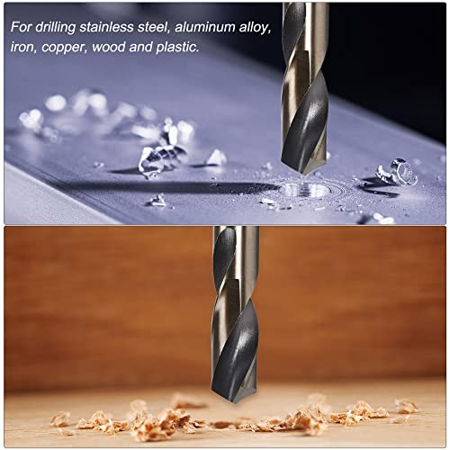 uxcell Drill Bits Set 7mm 9mm, Titanium Nitride Coated High Speed Steel 4341 Straight Round Shank Drilling Cutter for Stainless Steel Alloy Copper, 4pcs