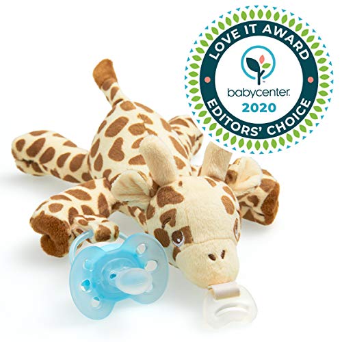 Philips AVENT Ultra Soft Snuggle Pacifier Holder with Detachable Pacifier, 0-6m, Giraffe, SCF348/01