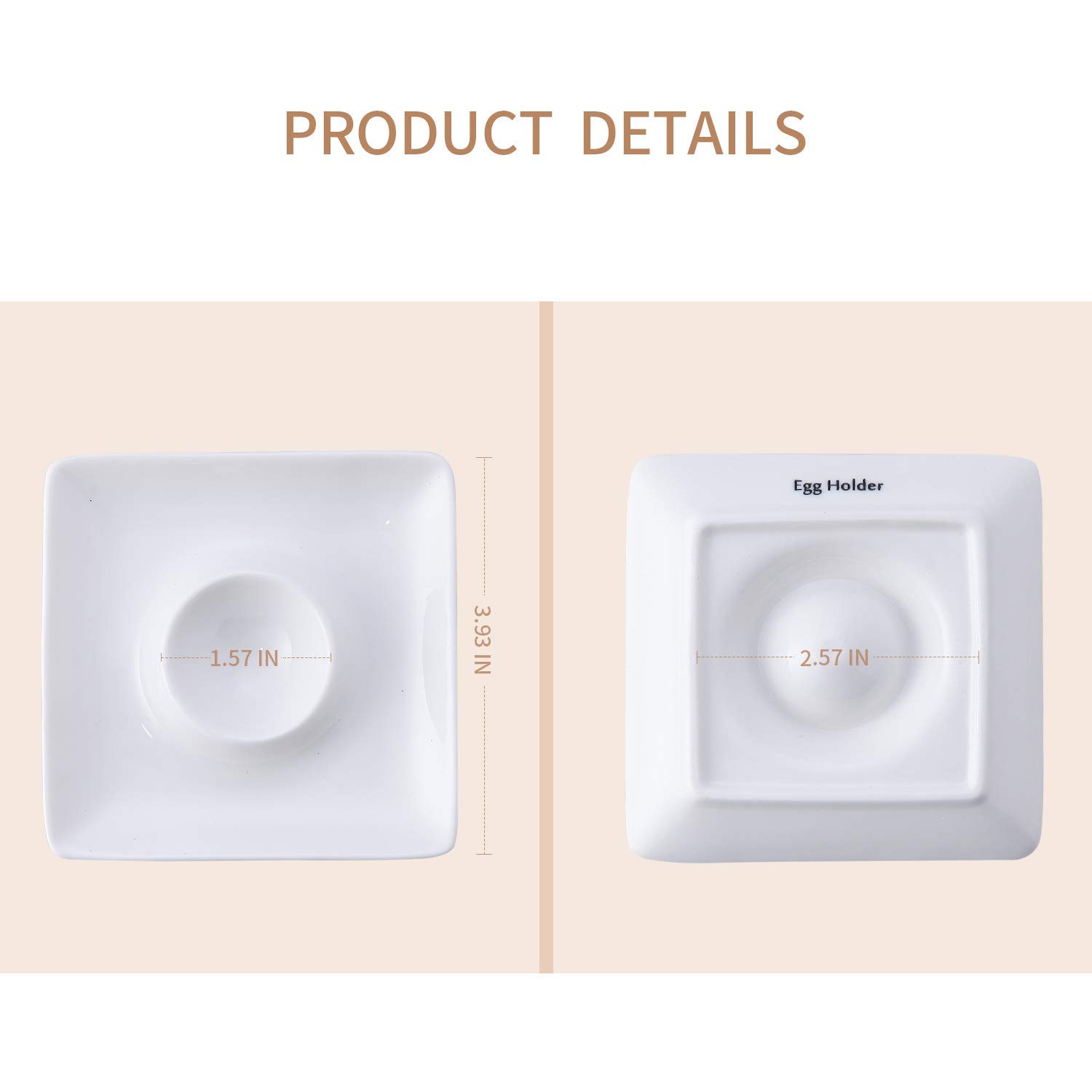 TAMAYKIM Soft Boiled Egg Cups, White Ceramic Egg Cup Plates, Plat Egg Holders for Breakfast and Brunch, Sot of 8