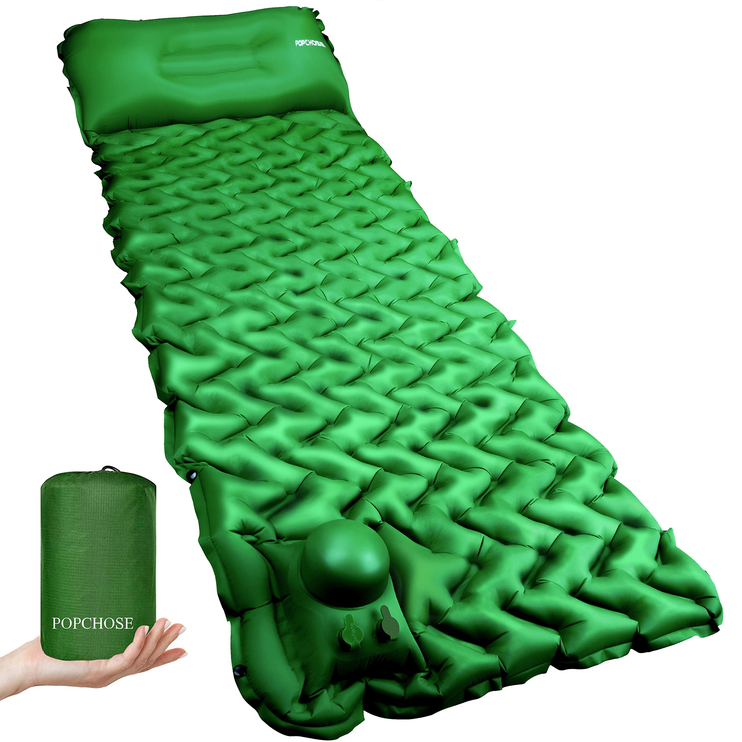 POPCHOSE Camping Sleeping Pad, Ultra-Lightweight Air Mattress with Built-in Pump, 75x25 Inch