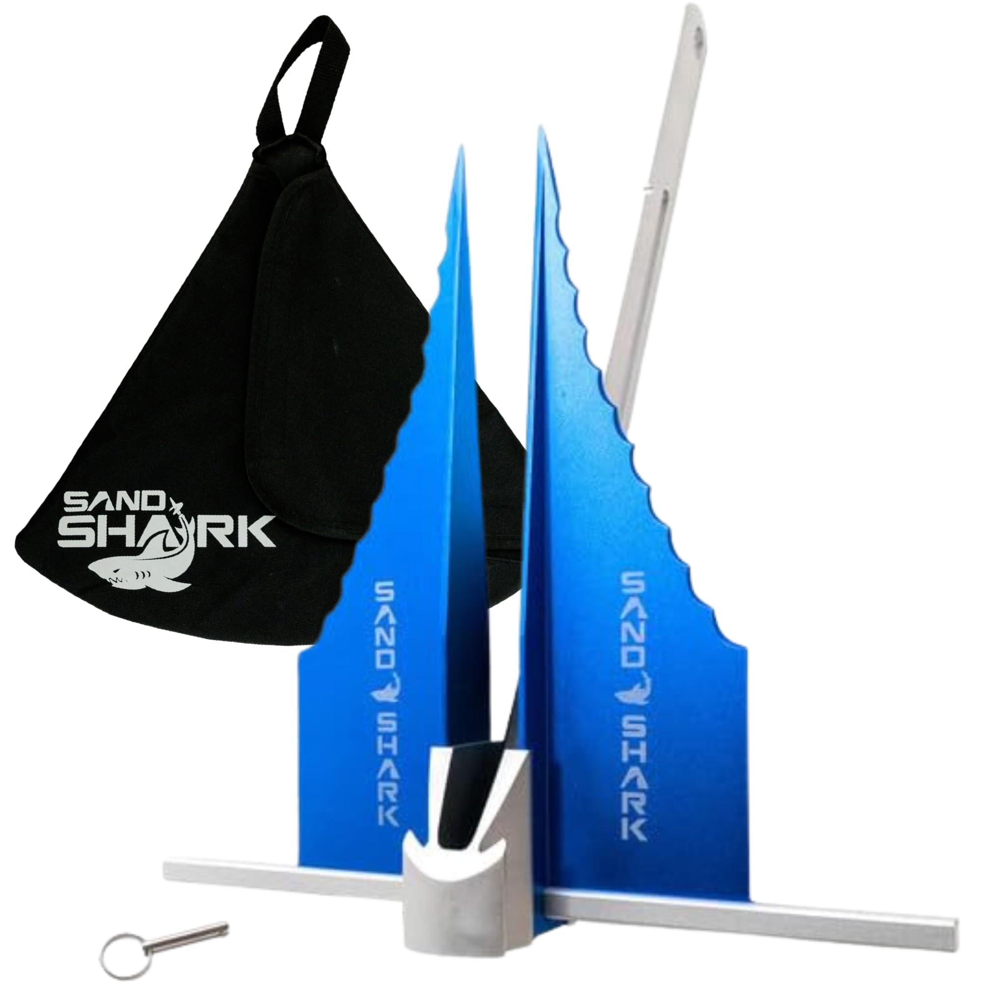 SandShark Premium Fluke Anchor-Retractable Shaft for Easy Storage-Aluminum Pontoon Boat Anchor for Boats to 30 ft-Under 5lbs. Must Have Sand Anchor for Boat, Boat Anchor Kit, Pontoon Boat Accessories