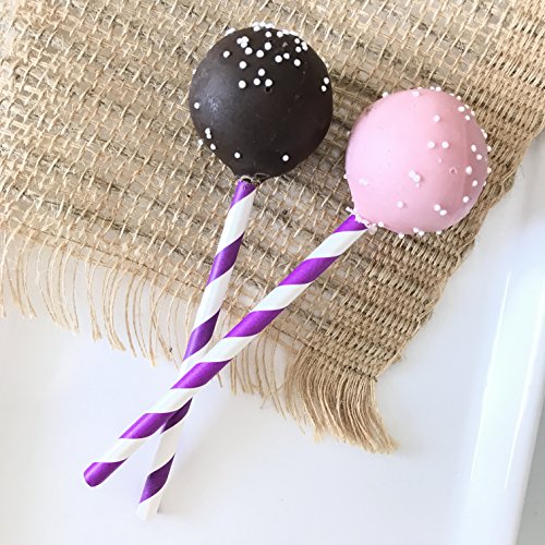 Stripe Paper Straws - Purple and White Straws - 7.75 Inches - 50 Pack Outside the Box Papers Brand