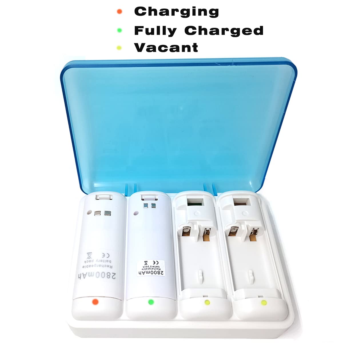 Tuboopy Battery Pack Rechargeable for Wii Remote Charging Station Wii Remote Battery Pack Charger for WII U Controller White (4 Pcs Batteries+USB Cable+Charger Station)
