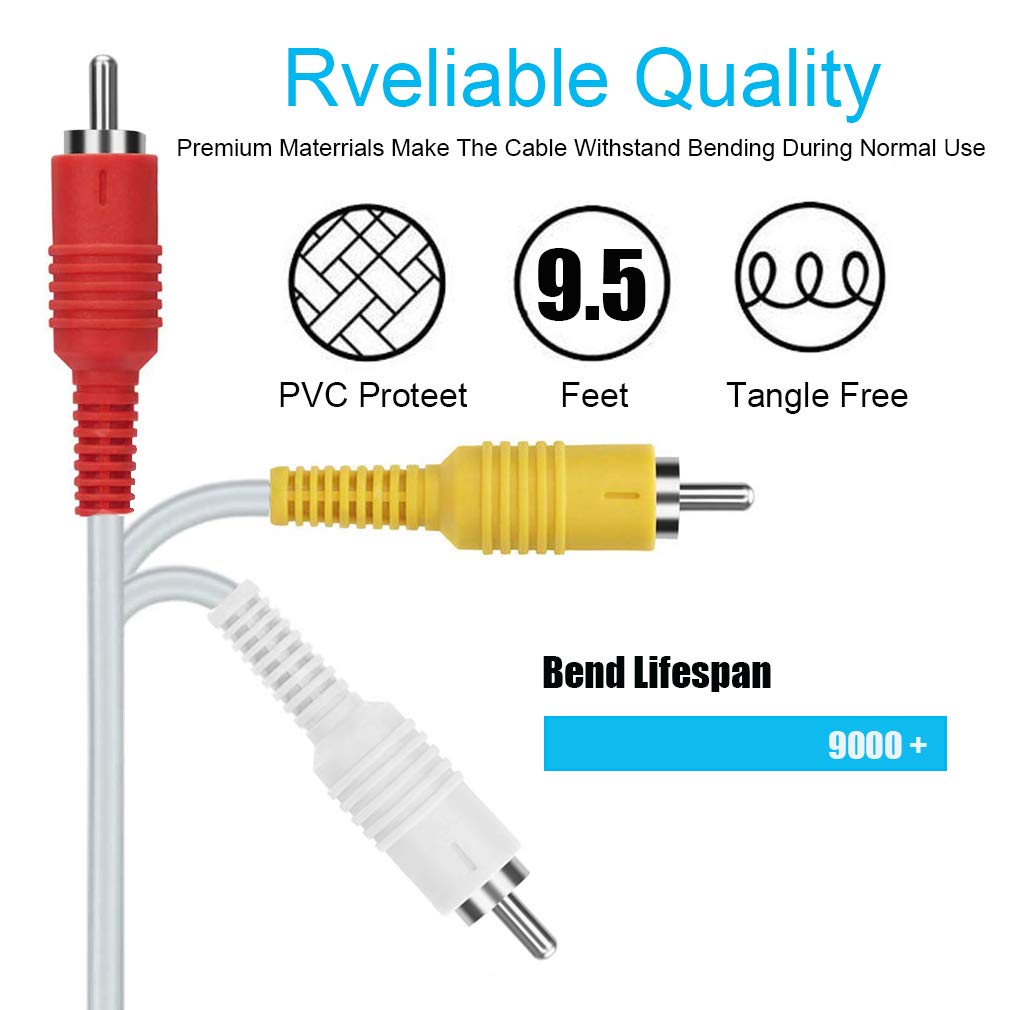 N64 AV Cable - Audio Video Composite Cord for Nintendo 64, Gamecube, Super Nintendo SNES, TV(7.87FT/2.4M)
