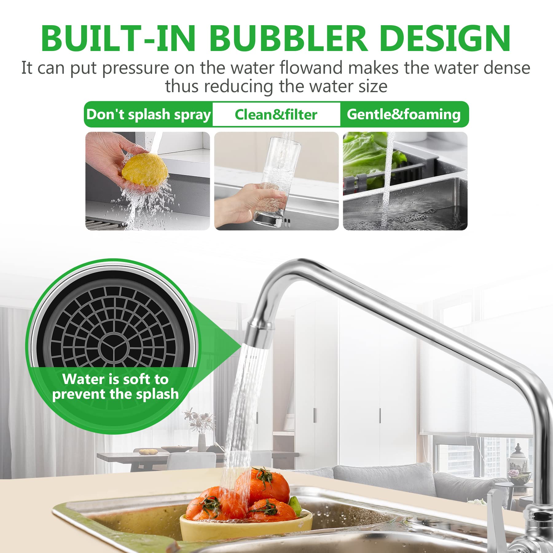 Youwise Commercial Pre-Rinse Faucet with Sprayer 8" Center 47" Height Wall Mounted Kitchen Sink with Pull Down Sprayer and 12" Add-on Spout for Home Restaurant Industrial Black