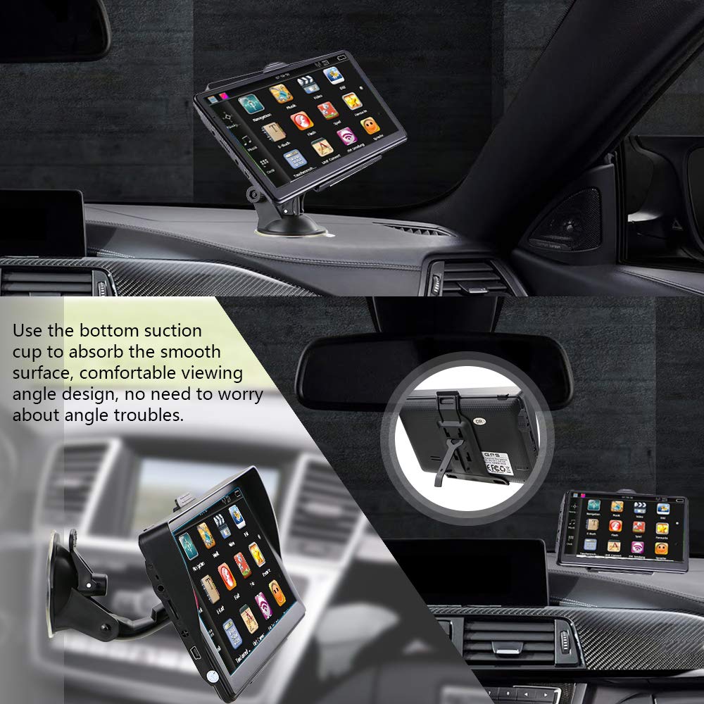 NAVRUF GPS Navigation for Car 7 Inch HD with High Resolution Touch Screen Real Voice Direction Vehicle GPS Navigator Lifetime Map Updates (Dark Gray)
