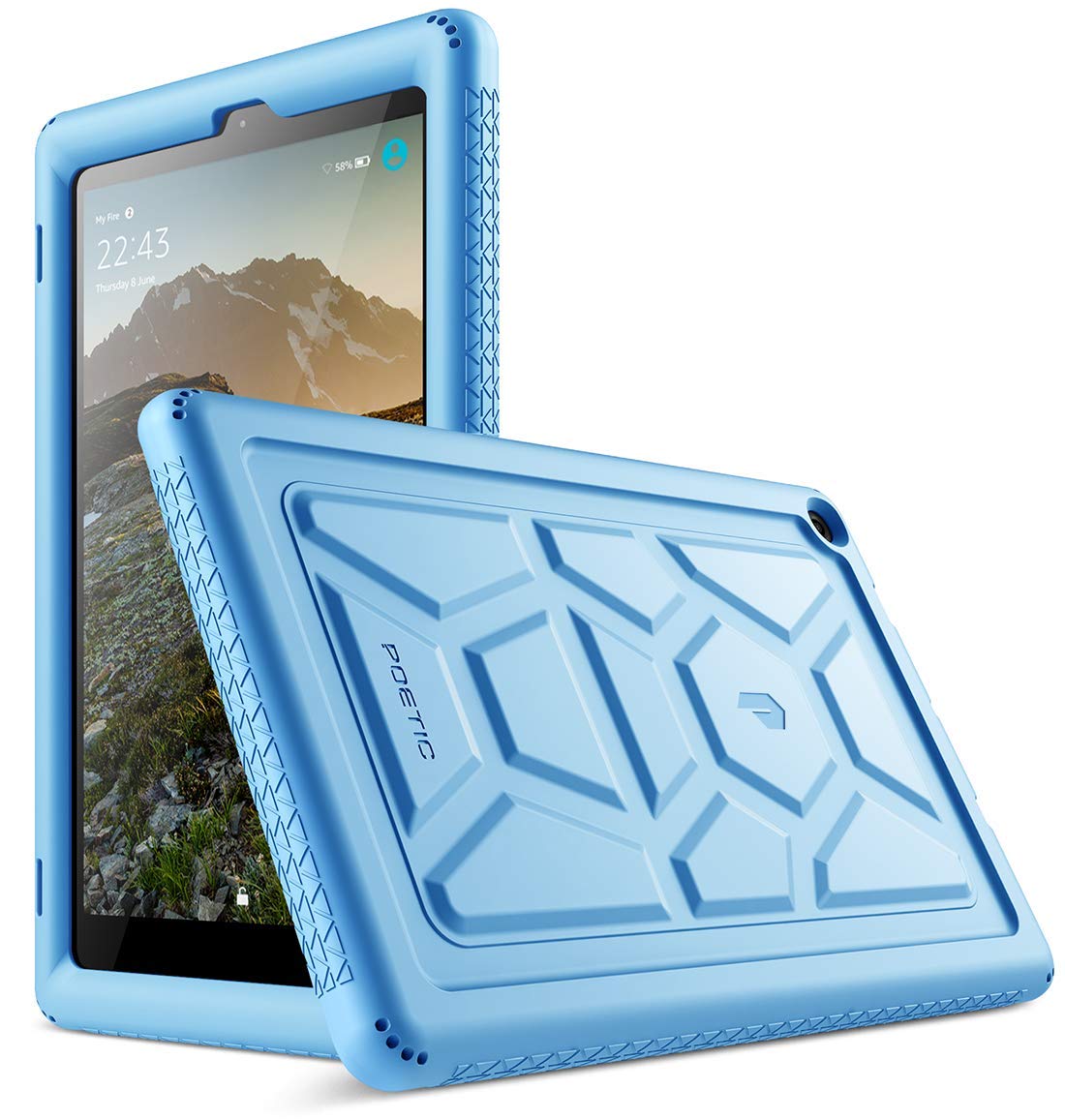 Poetic All-New Fire HD 10 Tablet Case (7th Gen 2017 and 9th Gen 2019 Release), Heavy Duty Kids Friendly Silicone Protective Cover, TurtleSkin Series, for Amazon Fire HD 10.1 Inch Tablet, Blue