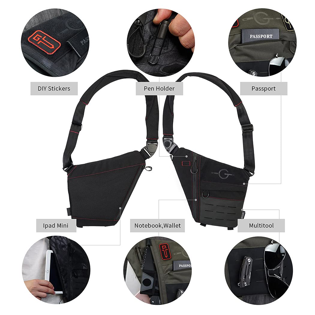 TACTICAL_GEEK Tacticalgeek Cache L1 Concealed Carry Bag for Men,Anti-Theft Shoulder Backpack, EDC Sling Bag, Crossbody Bag