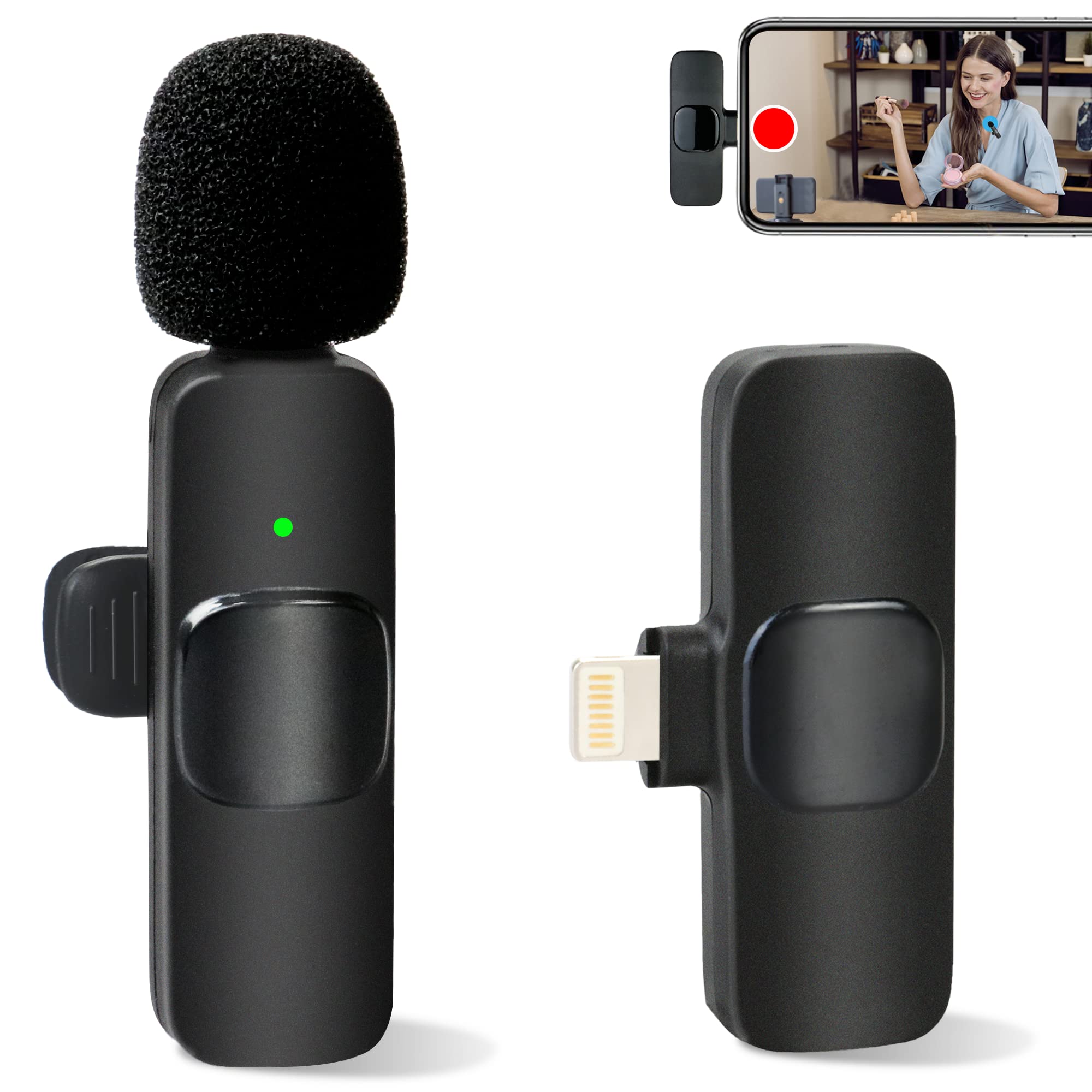 Tofune Wireless Lavalier Lapel Microphone for iPhone iPad Professional Wireless Clip Mic - Cordless Omnidirectional Condenser Recording Mic for Interview Video Podcast Vlog YouTube
