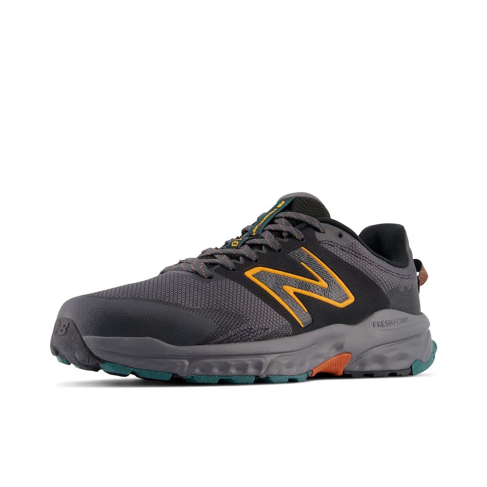 New Balance Men's Fresh Foam 510 V6 Trail Running Shoe, Magnet/Black/Hot Marigold, 9.5 Wide