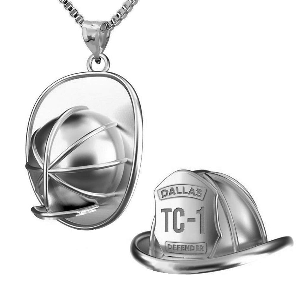 PicturesOnGold.com Stainless Steel 3D Firefighter Helmet with Badge Number & Department