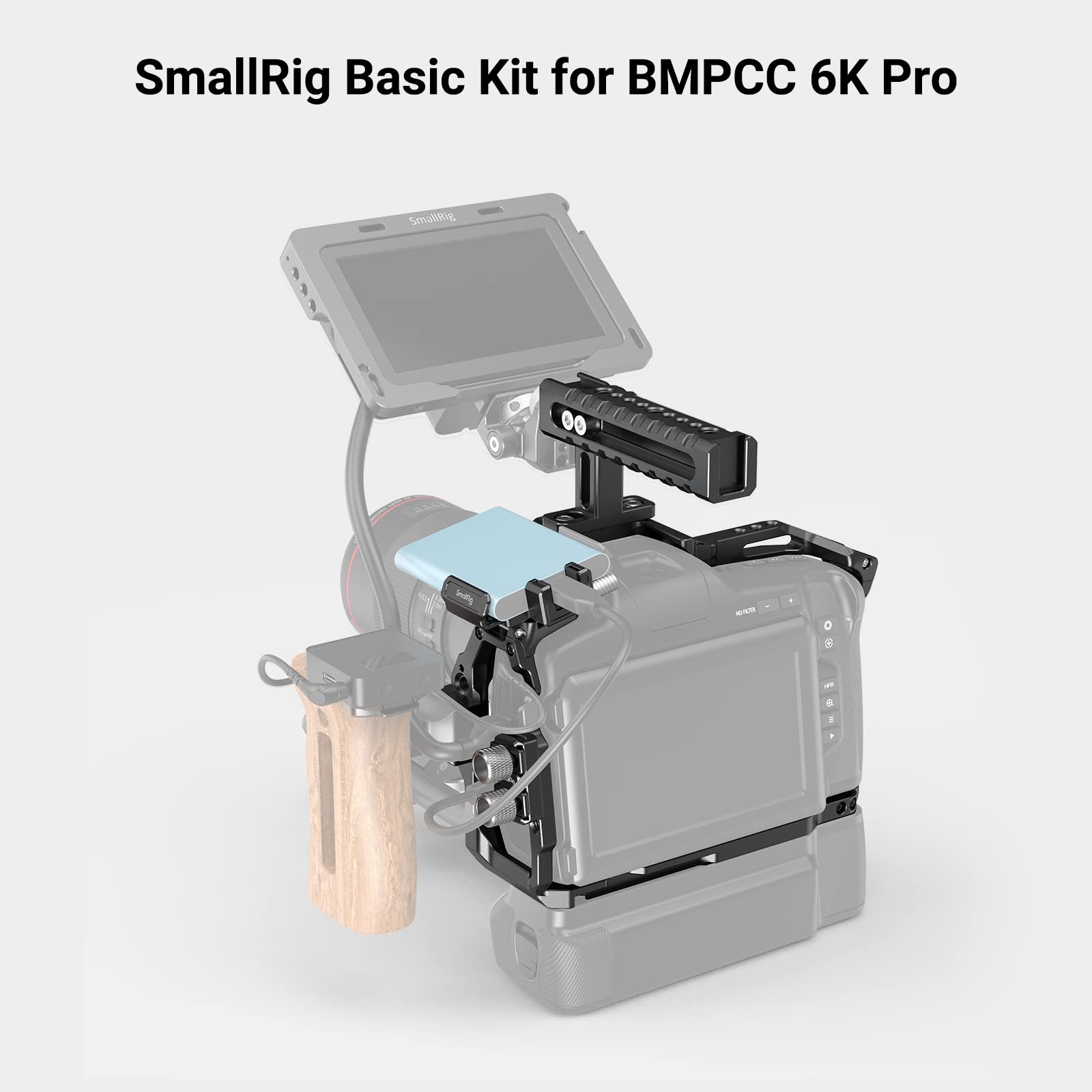 SmallRig Professional Cage Kit for BMPCC 6K Pro / 6K G2 and Battery Grip, with Camera Cage, Dual Rod Clamp, Top Handle, Cable Clamp for HDMI, SSD Mount for BMPCC 6K Pro / 6K G2-3583