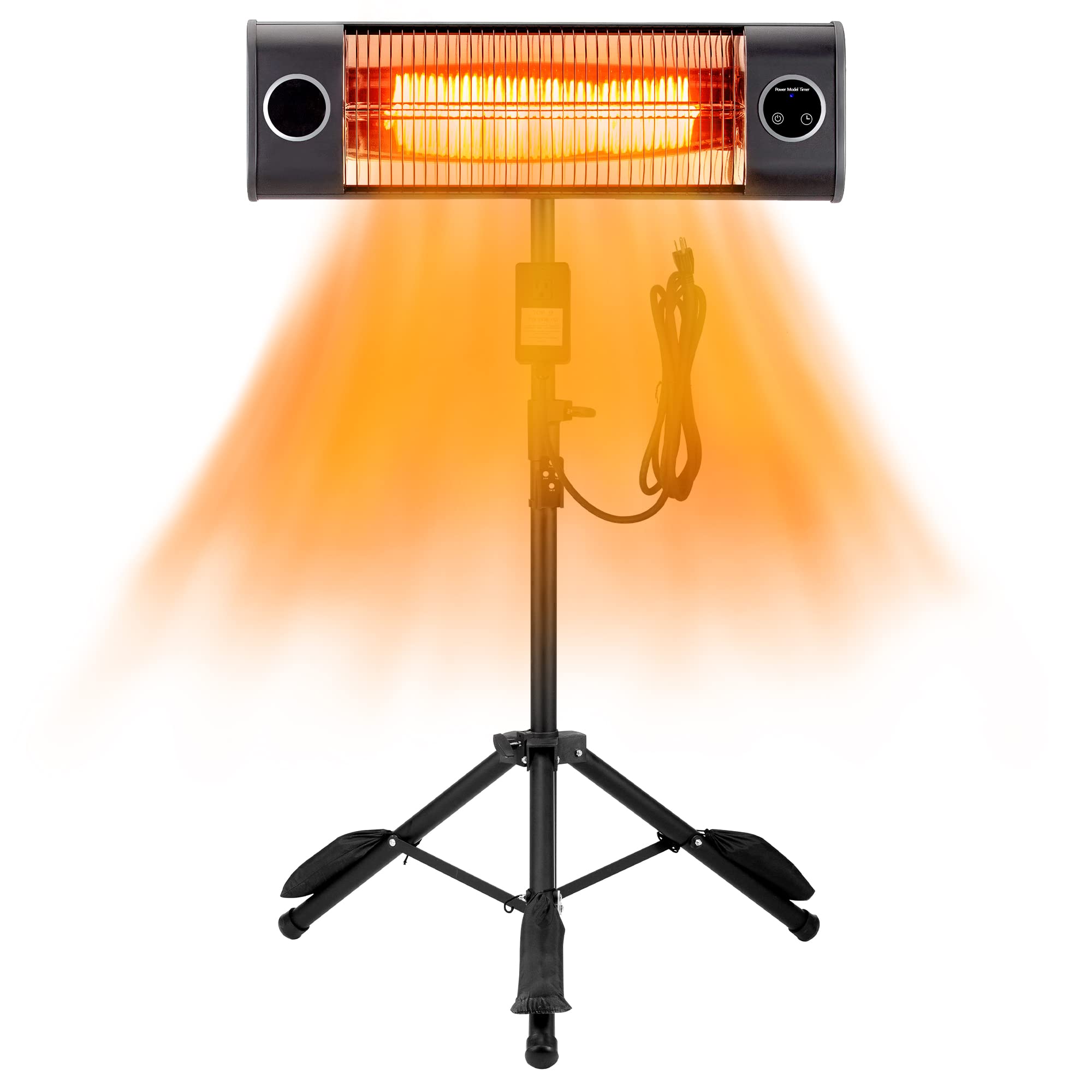 Uthfy Outdoor Patio Heater,Electric 1500W Infrared Patio Heater with Remote,Outdoor Space Heater with Tripod,IP45,9Hours Timer,Overheating Protection