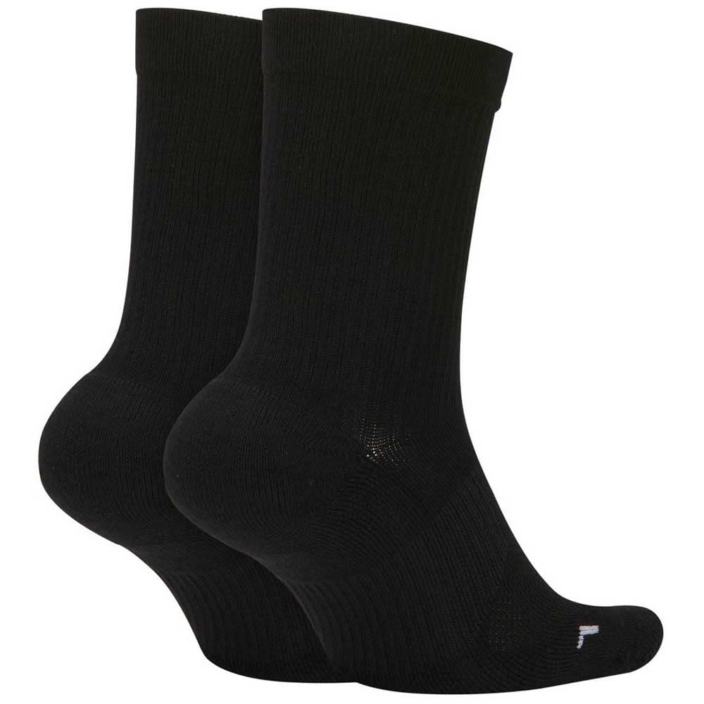 Nike Court Multiplier Cushioned Tennis Crew Socks (2 Pairs) (US, Alpha, Medium, Regular, Regular, Black/White)