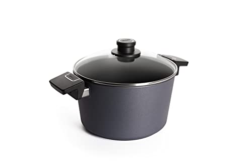 Woll Lite Light/Plus Diamond Reinforced Nonstick Scratch Resistant Cast Aluminum Cookware Stockpot with Lid 5.2 Quart, 9 1/2-Inch Diameter, 9-1/2", Gray