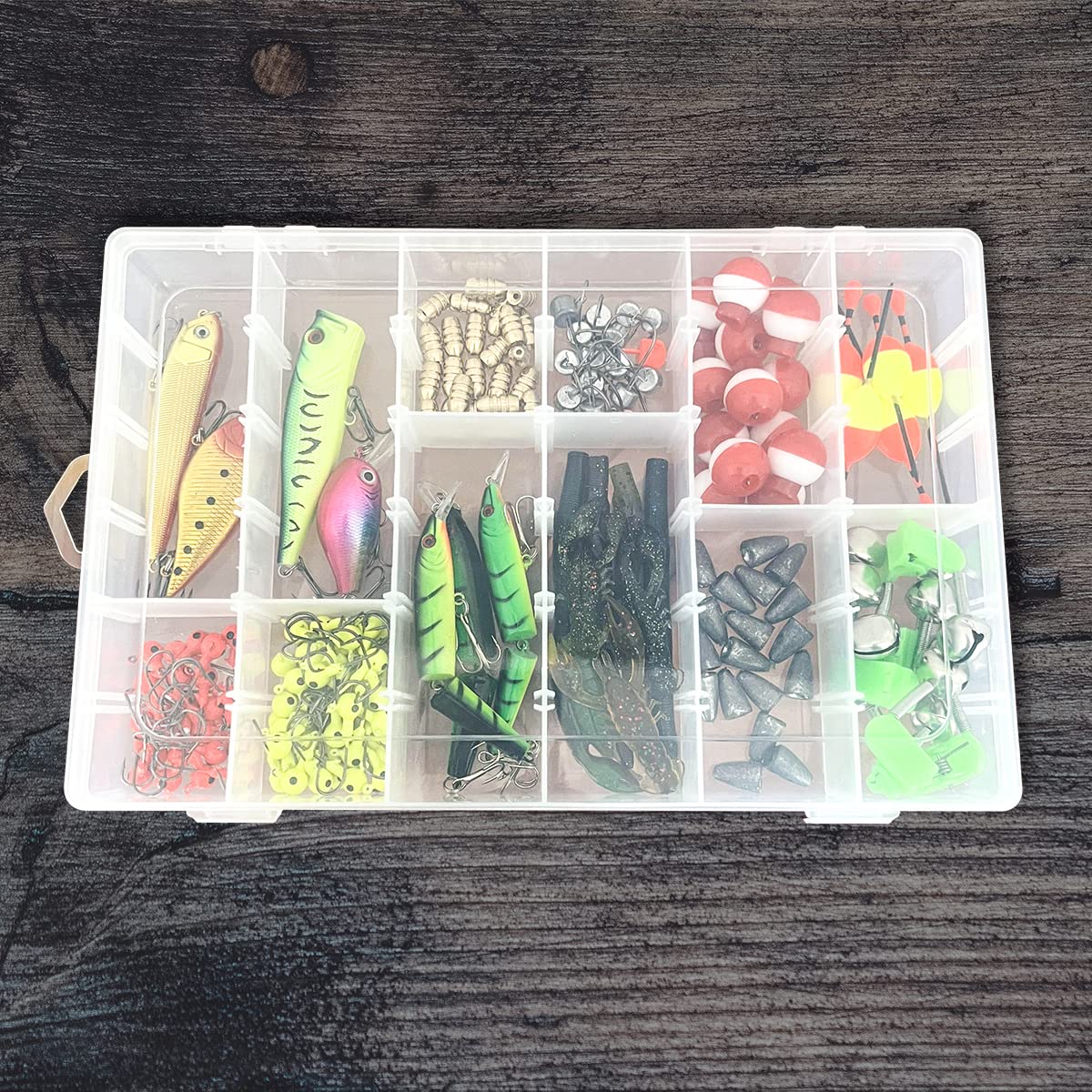 UperUper Fishing Tackle Boxes, Transparent Fish Tackle Storage with Adjustable Dividers, Plastic Box Organizer Tackle Trays, 18/36 Grids Fishing Lure Container