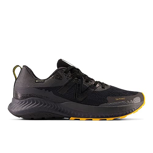 New Balance Men's DynaSoft Nitrel V5 GTX Trail Running Shoe, Black/Vibrant Apricot, 12 X-Wide