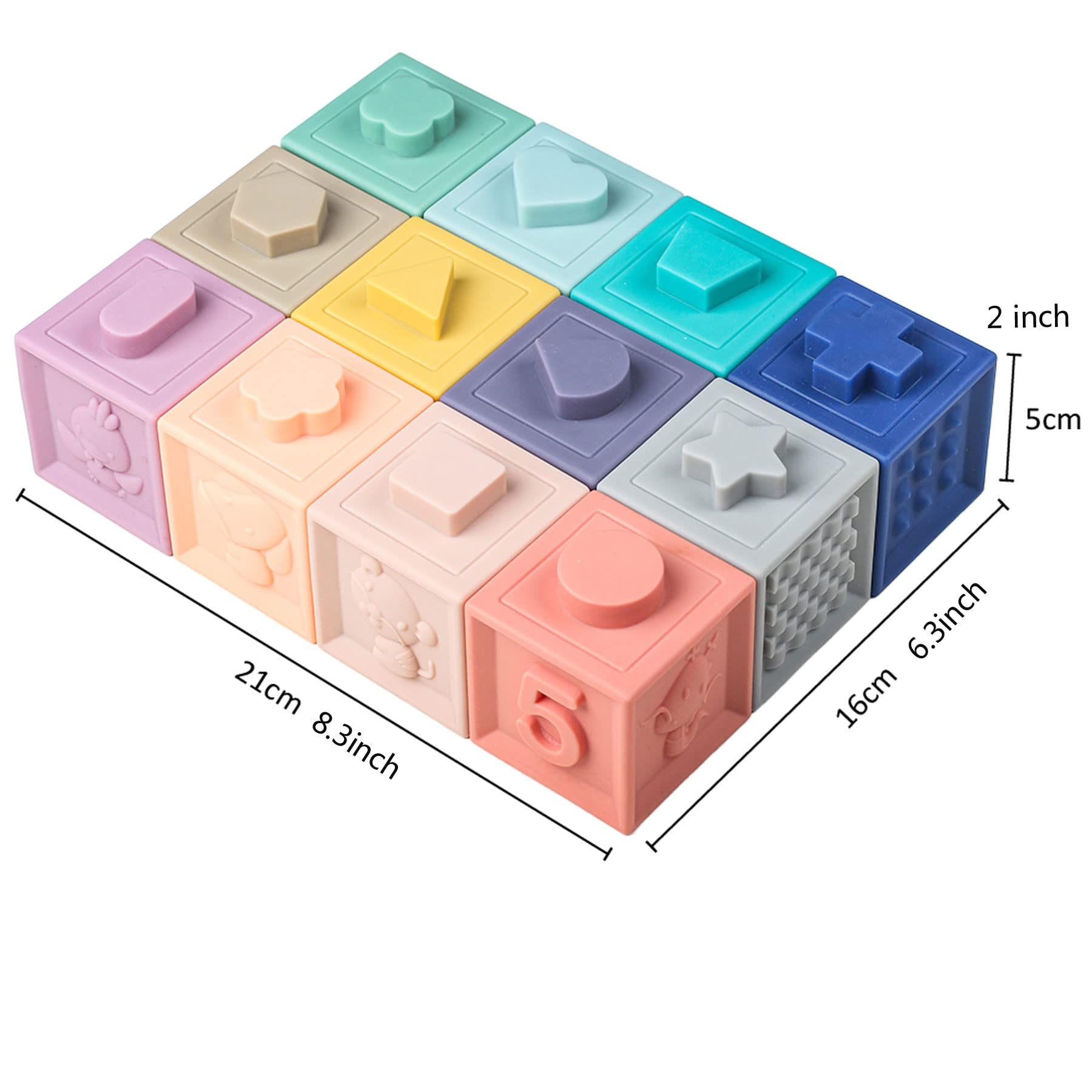 YIDIBOF Baby Stacking Soft Building Blocks - Montessori Toys for Babies 0 9 6-12 Months - Development Sensory Infant Learning Toys - Non Toxic