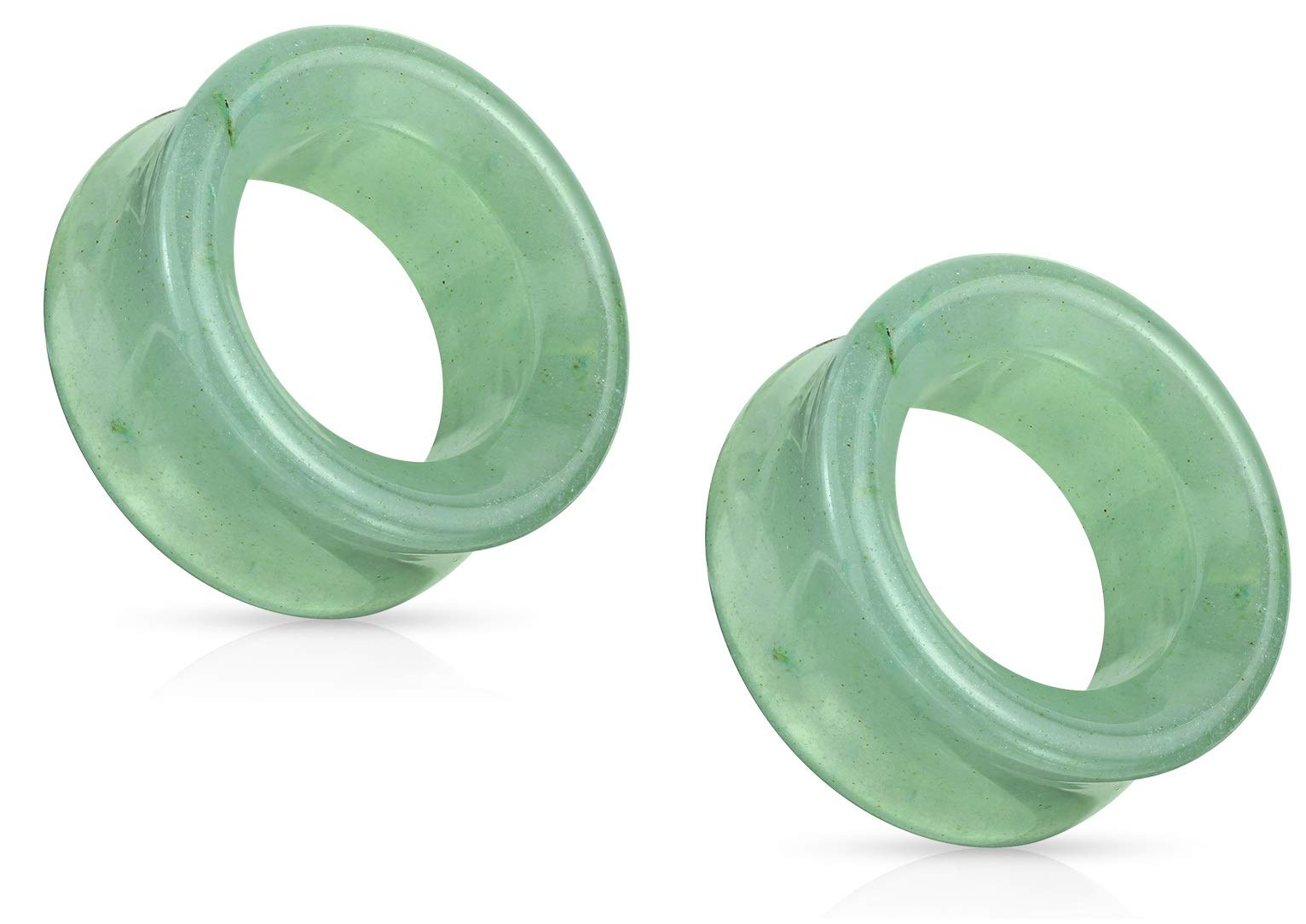 Pierced Owl - Green Aventurine Stone Double Flared Saddle Tunnels, Sold as a Pair (10mm (00GA))