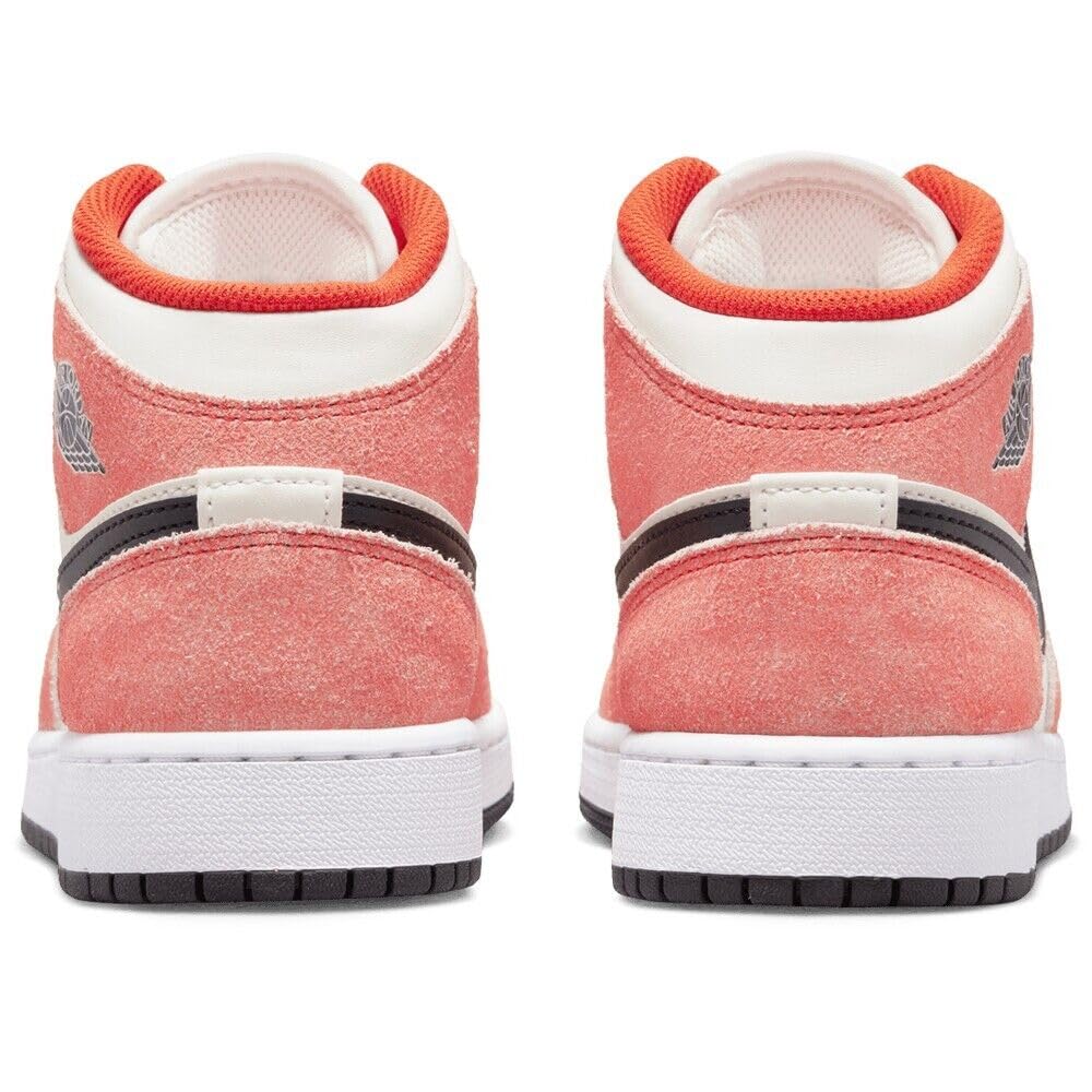 Nike Juniors Air Jordan 1 MID SE (GS), Team Orange/Black-Sail-White, Size 4 Big Kid