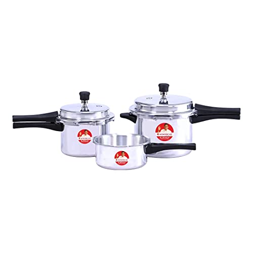 Wonderchef Platinum Pressure cookers combo 2L,3L & 5L Silver