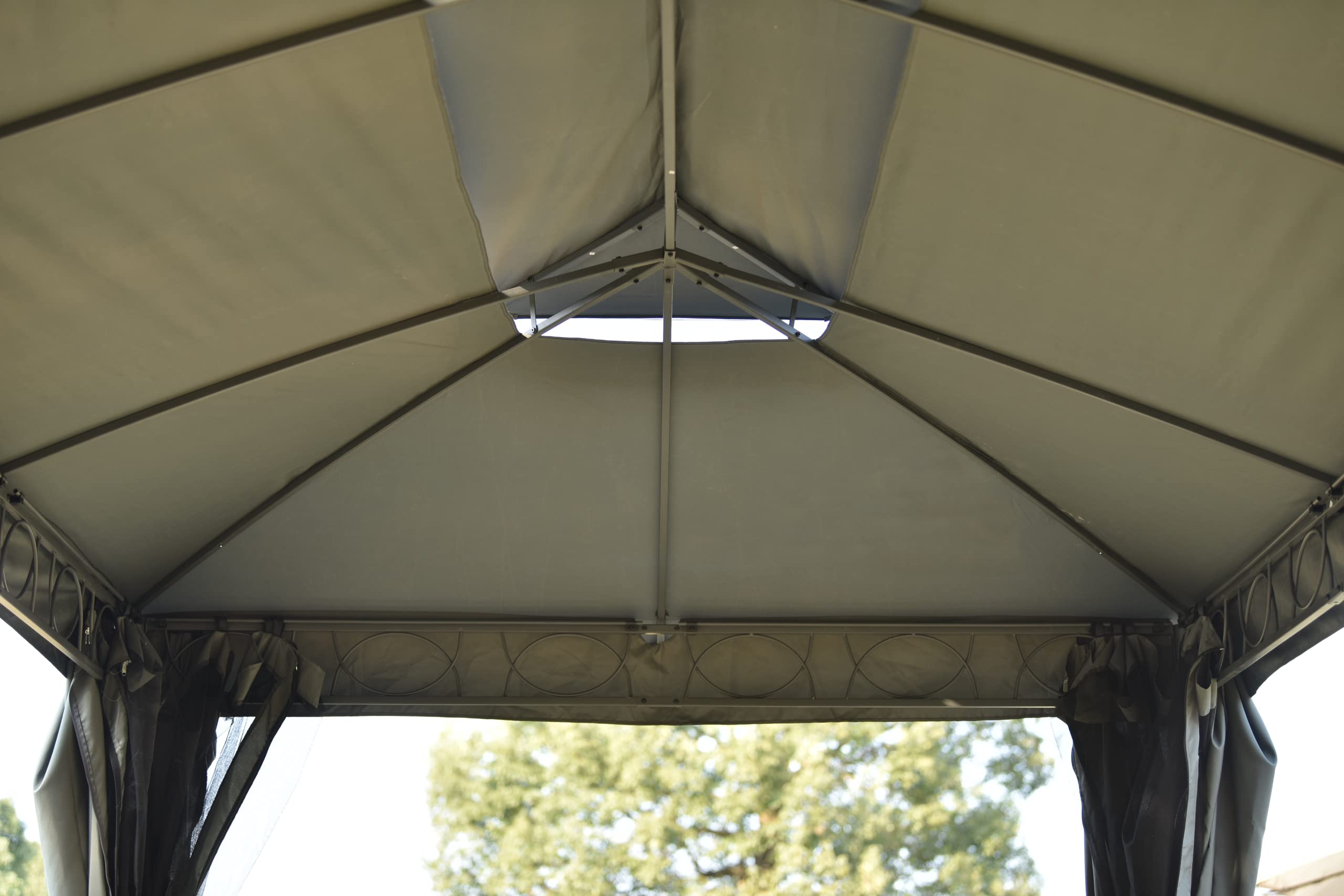 Merax 19.7Ft x 9.8Ft Outdoor Gazebo, Double Top Canopy, Waterproof Zippered Oxford Cloth, Grey