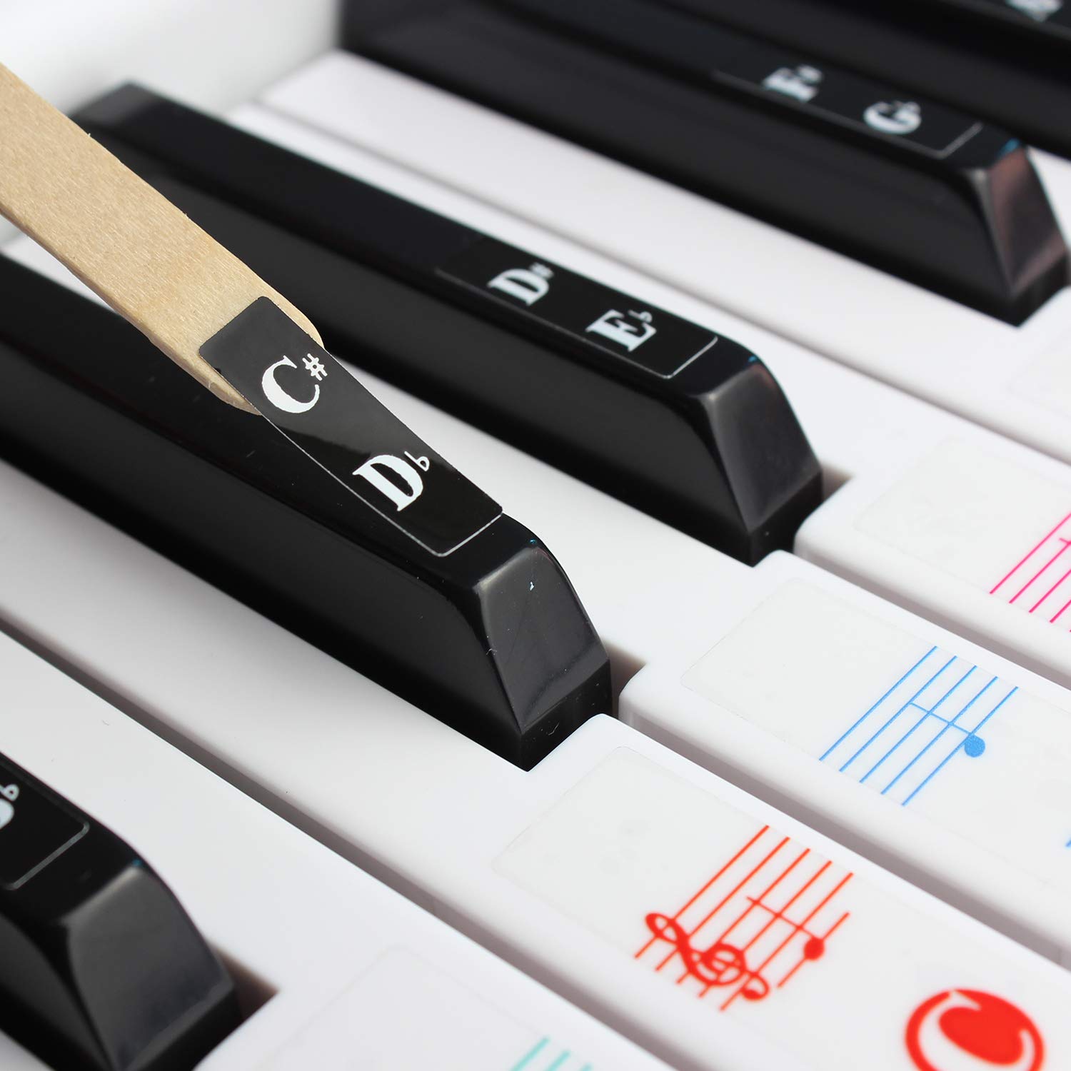 Piano Keyboard Stickers for 88/61/54/49/37 Key.Colorful Bigger Letter,Thinner Material,Transparent Removable,with Cleaning Cloth