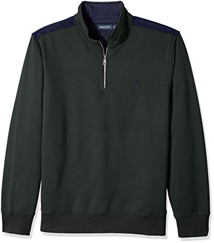 Nautica Men's 1/4 Zip Pieced Fleece Sweatshirt, kelp seas, Small