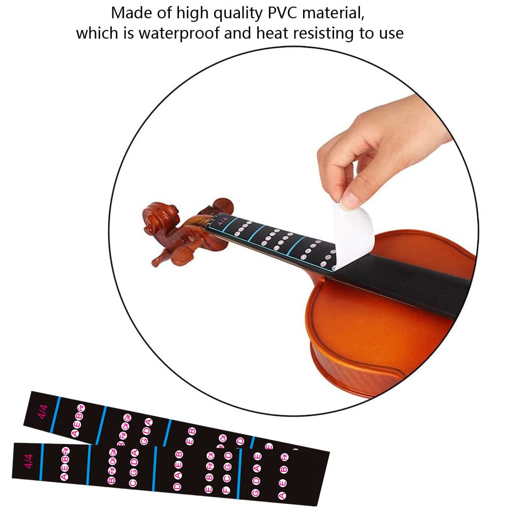TOULLGO Finger Guide for Violins Fiddle Fingerboard Sticker Violin Finger Guide, Detachable and Reusable 4/4 Violin Fingering Stickers for Beginners to Practice, 2PCS