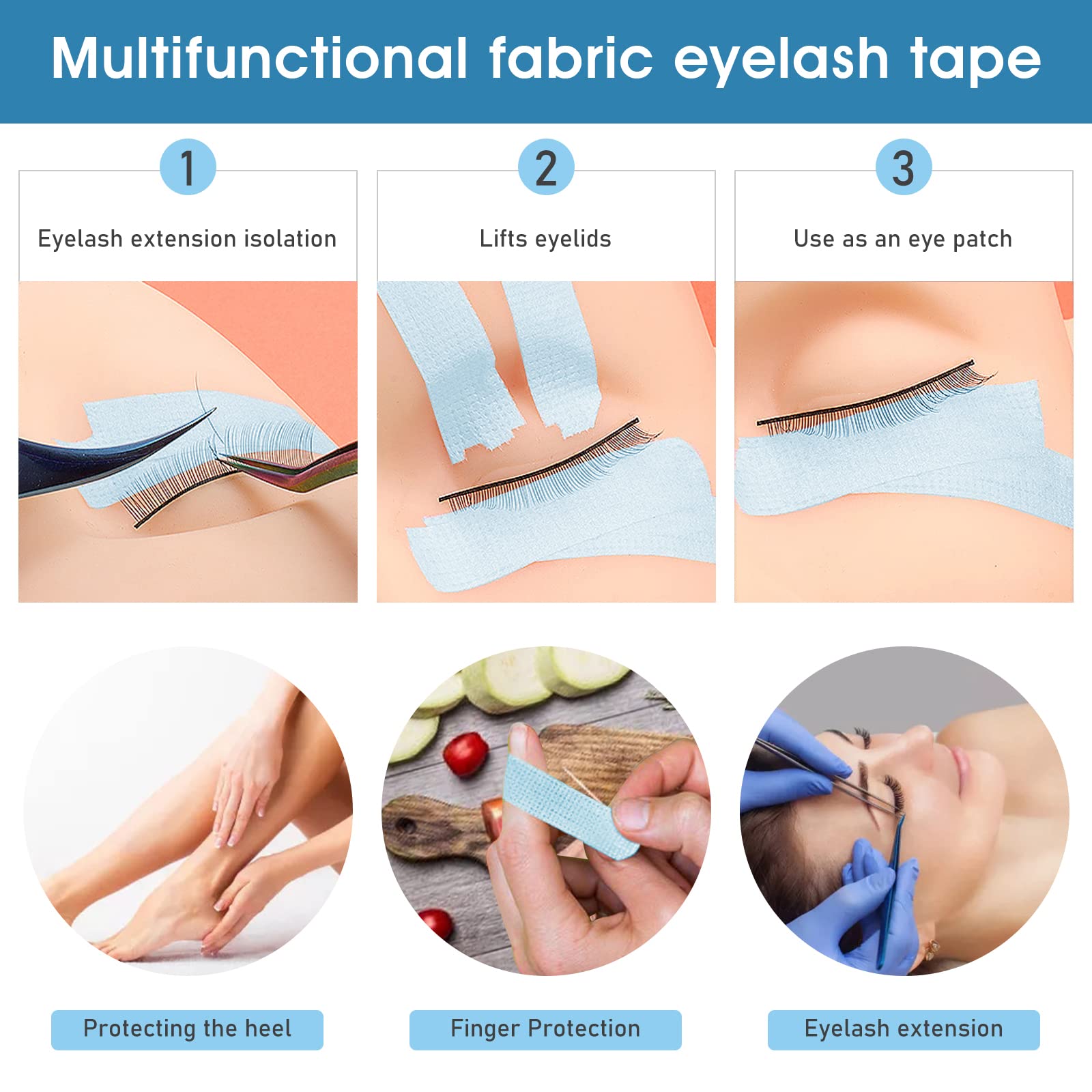 WLLHYF 6 Rolls Eyelashes Extension Tape, Breathable Medical Microporous Tape Sensitive Skin Tape Adhesive Fabric Lash Tape for Professional Individual Makeup Eye Lashes Tools