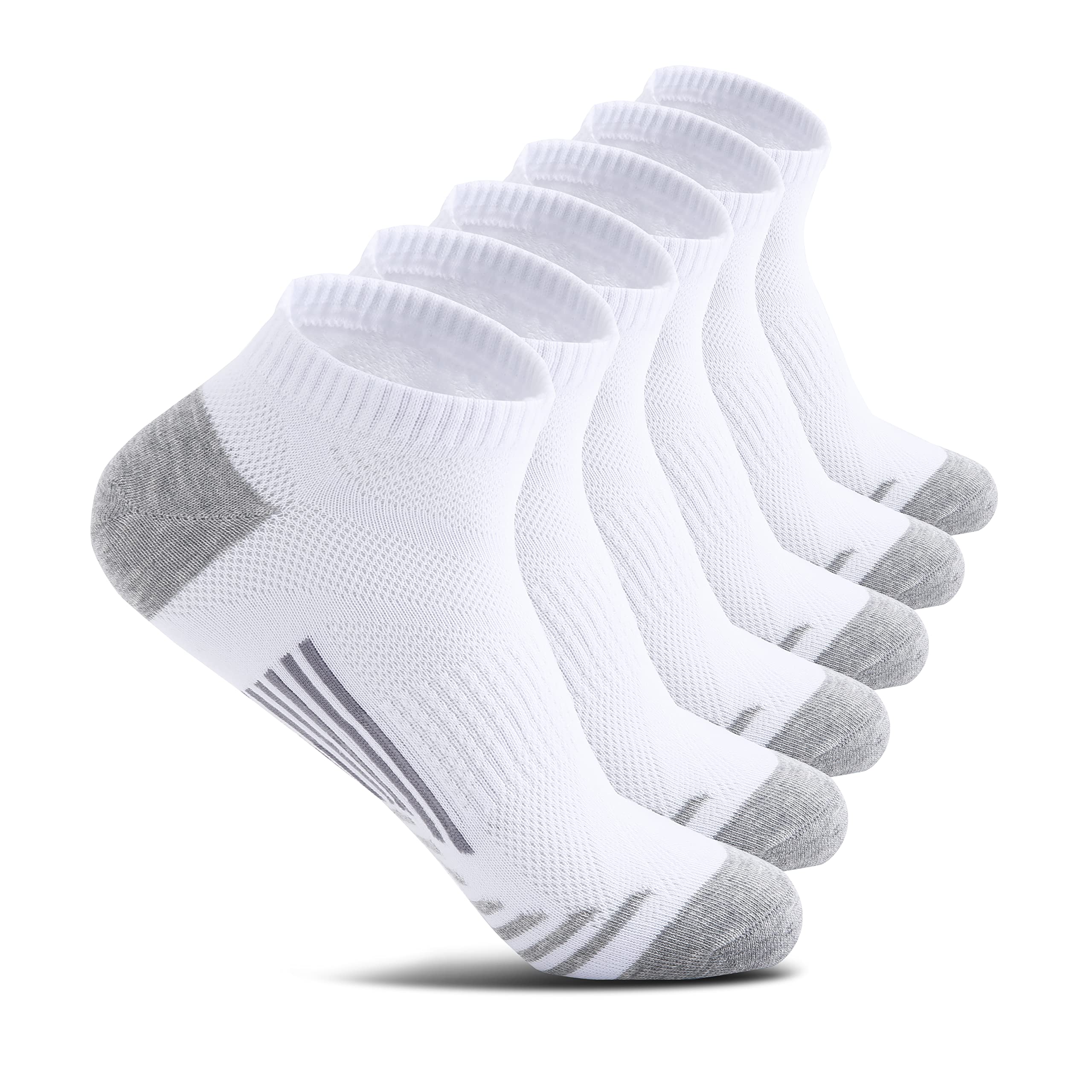 TOUNRIS Men's Athletic Socks Cushion Ankle Socks for Men Sport Low Cut Socks for Man (White)