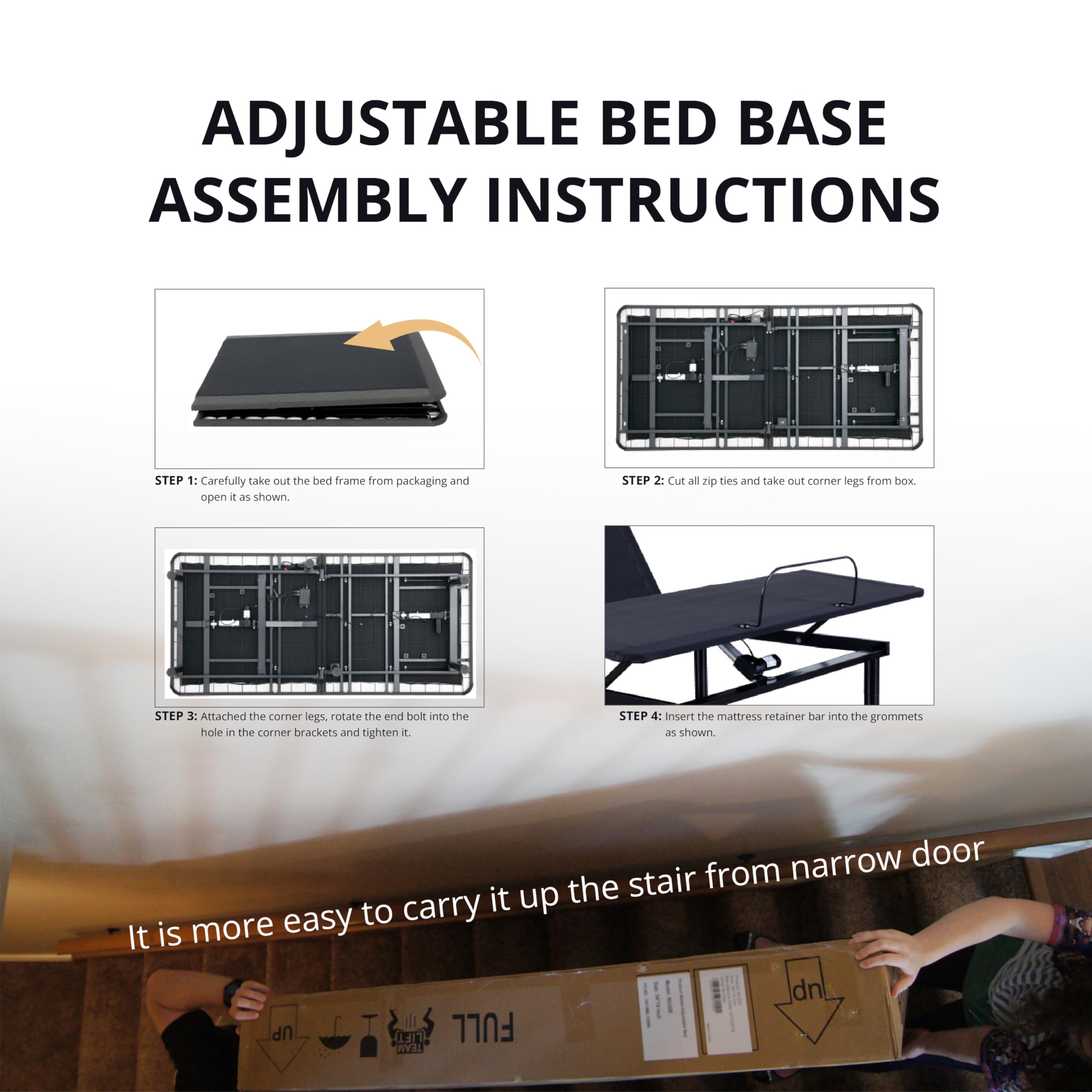 MLILY EGOHOME Split King Adjustable Bed Frame with Wireless Remote for Independent Head and Foot Incline, Folding Electric Bed Base for Zero Gravity, Anti-Snore, Easy Assembly, Double Twin XL