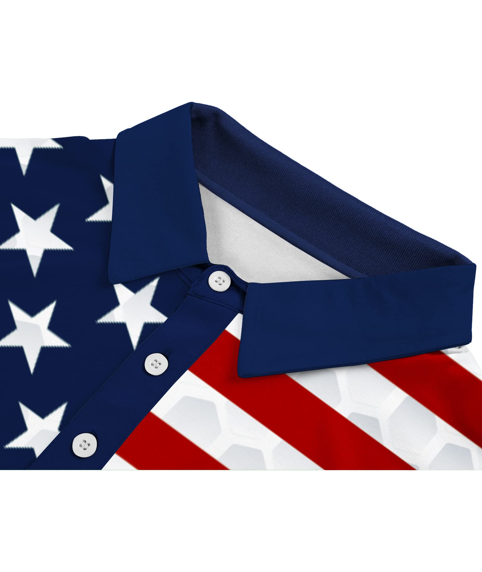 V VALANCH Red White and Blue Shirts for Men Collared Flag T Shirts Moisture Wicking Tennis Polo July 4Th Shirts