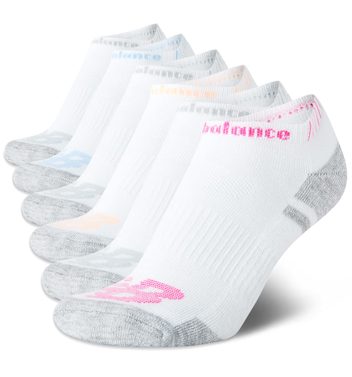 New Balance Women's Athletic Socks - Cushion Low Cut Ankle Socks (6 Pack), Size 4-10, WhiteGrey