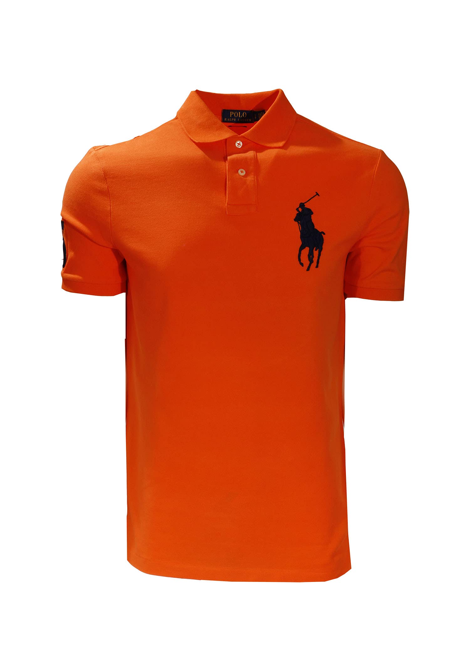 POLO RALPH LAUREN Mens Classic Polo Shirts Big Pony Summer 2021 (Orange, Small)