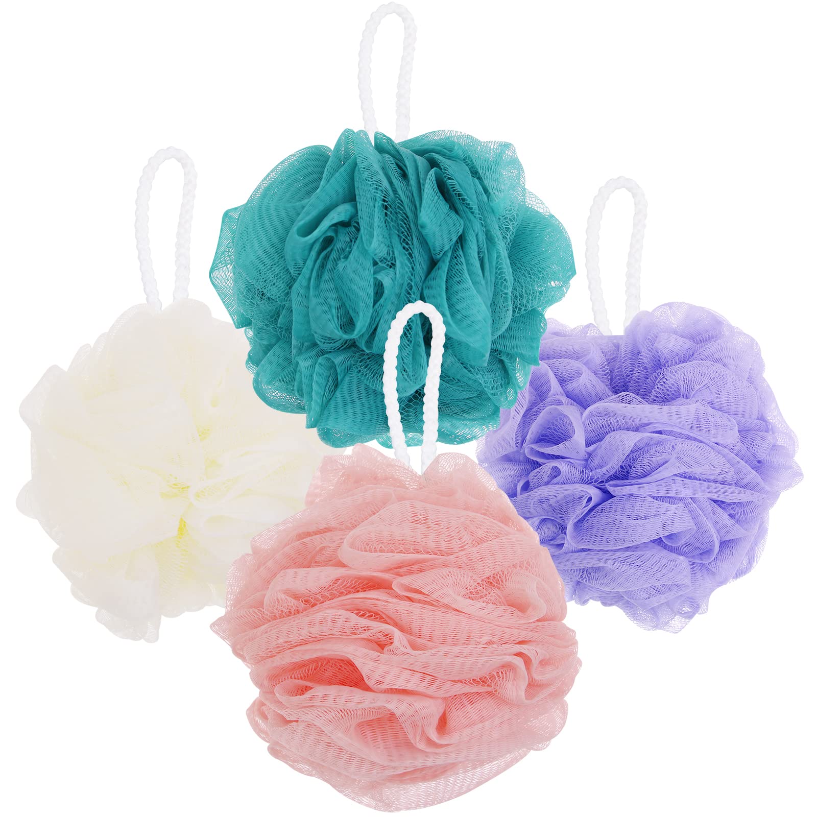 Ymemok 4Pcs Bath Shower Loofah Sponge 60g Mesh Balls Sponge Scrubber for Women and Men