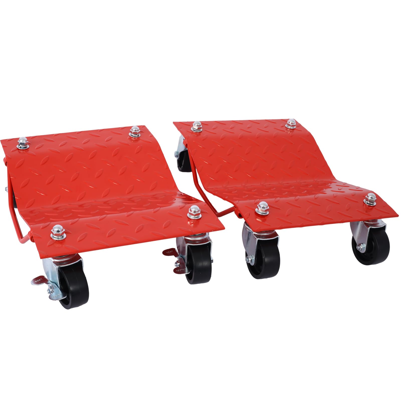 Miscoos Car Dolly, Heavy Duty Wheel Dolly,4 Tire Wheel Dolly Car Stakes 6000lbs Capacity,RED