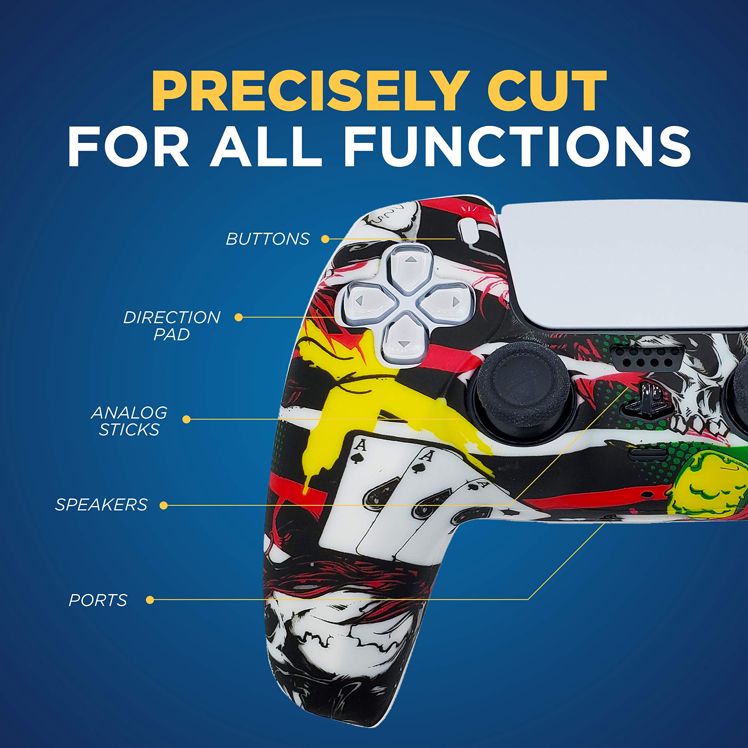 PS5 Silicone Gel Grip Controller Cover Skin Protector (ps5 Ace of Spades) Compatible for Sony PlayStation 5, Compatible for PlayStation 5 Accessories, Wireless Controller Protector Covers, PS5 Skin