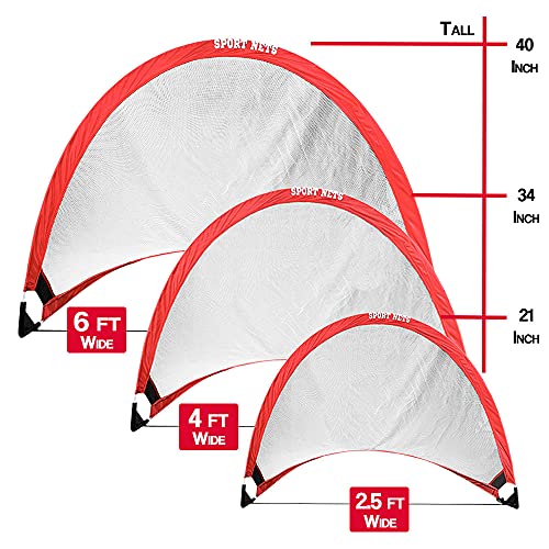 Pop Up Soccer Goals for Kids (2 Goal Set, 6 FT) with Carry Bag, Easy Set Up and Take Down, Quick Assembly, Lightweight and Foldable Design for Instant Game Time Fun