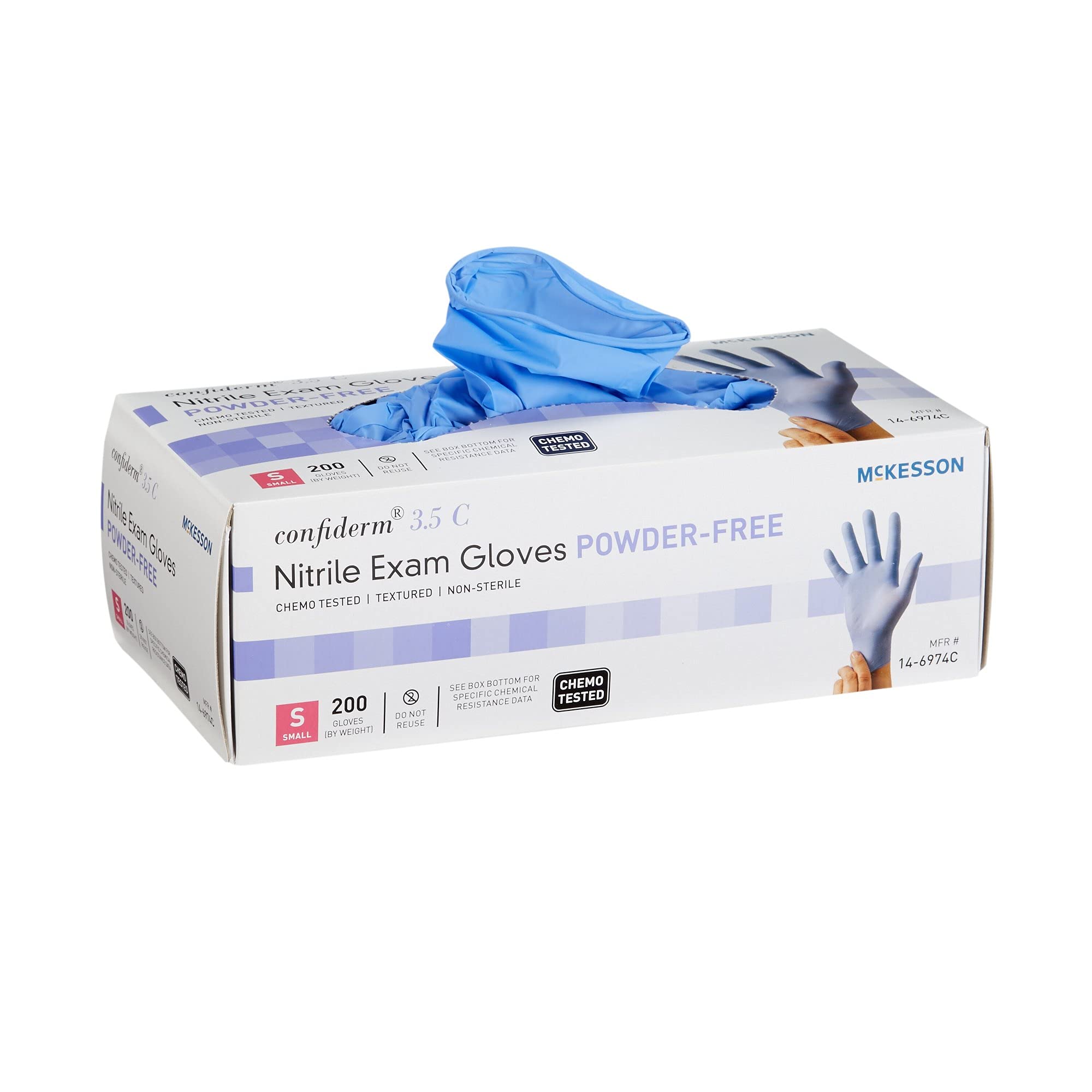 McKesson Confiderm 3.5C Nitrile Latex-Free SM Exam Gloves, Small, Chemo Tested, Powder-Free, 200/BX (CASE of 10)
